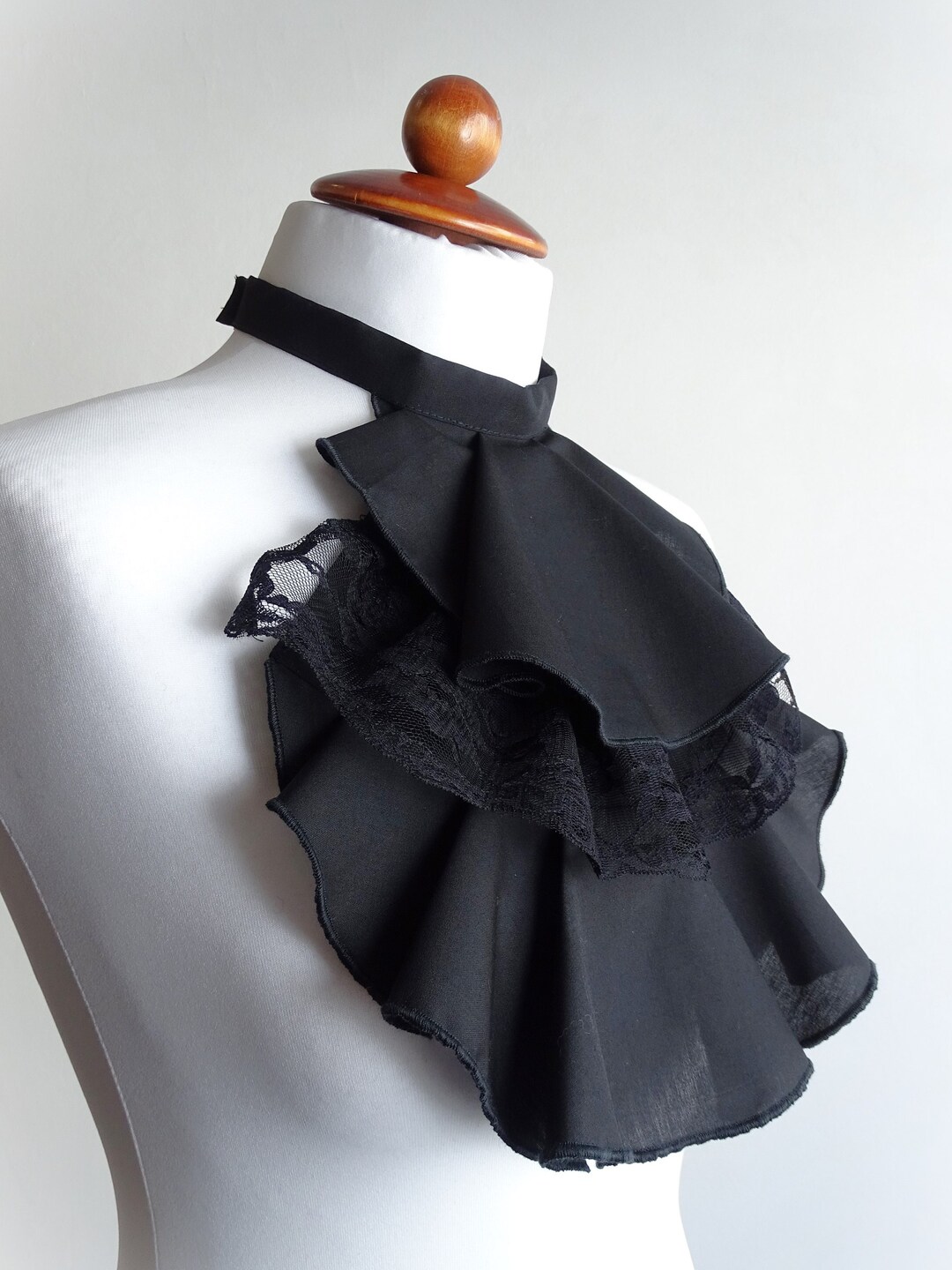 Jabot Wide Black Cotton Lace Ruffles Baroque Rococo Steampunk LARP - Etsy