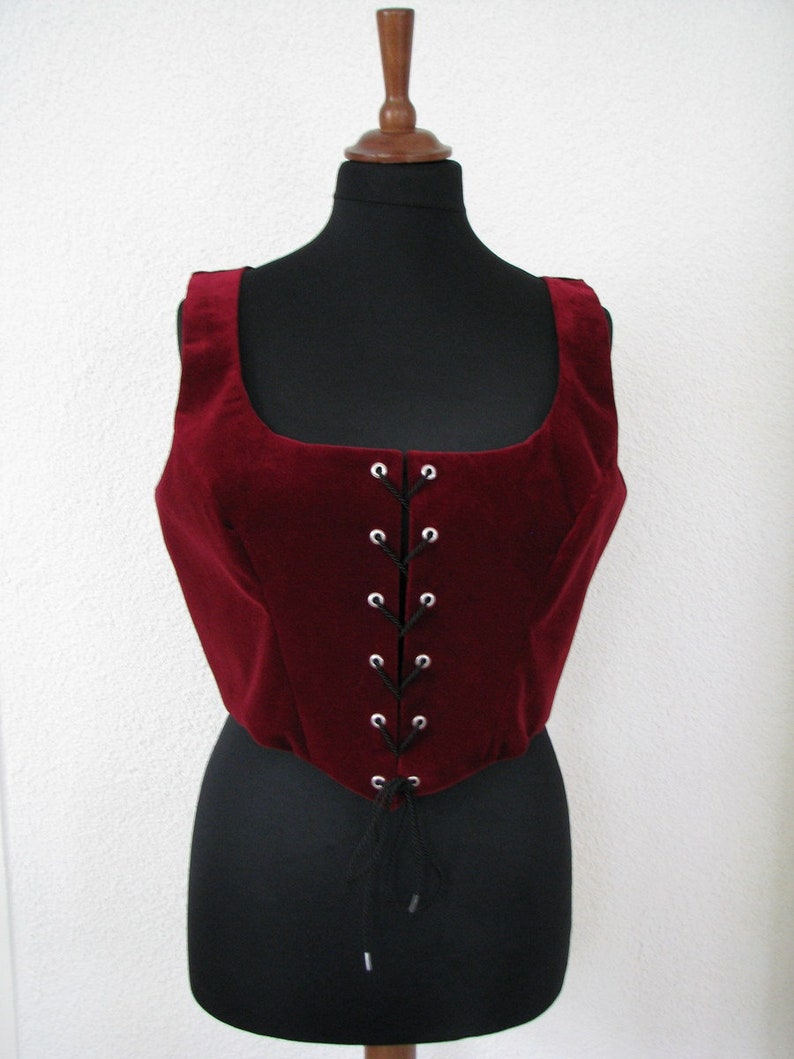 Velvet Bodice Burgundy Red Corset Top Corset Top Renaissance Middle ...