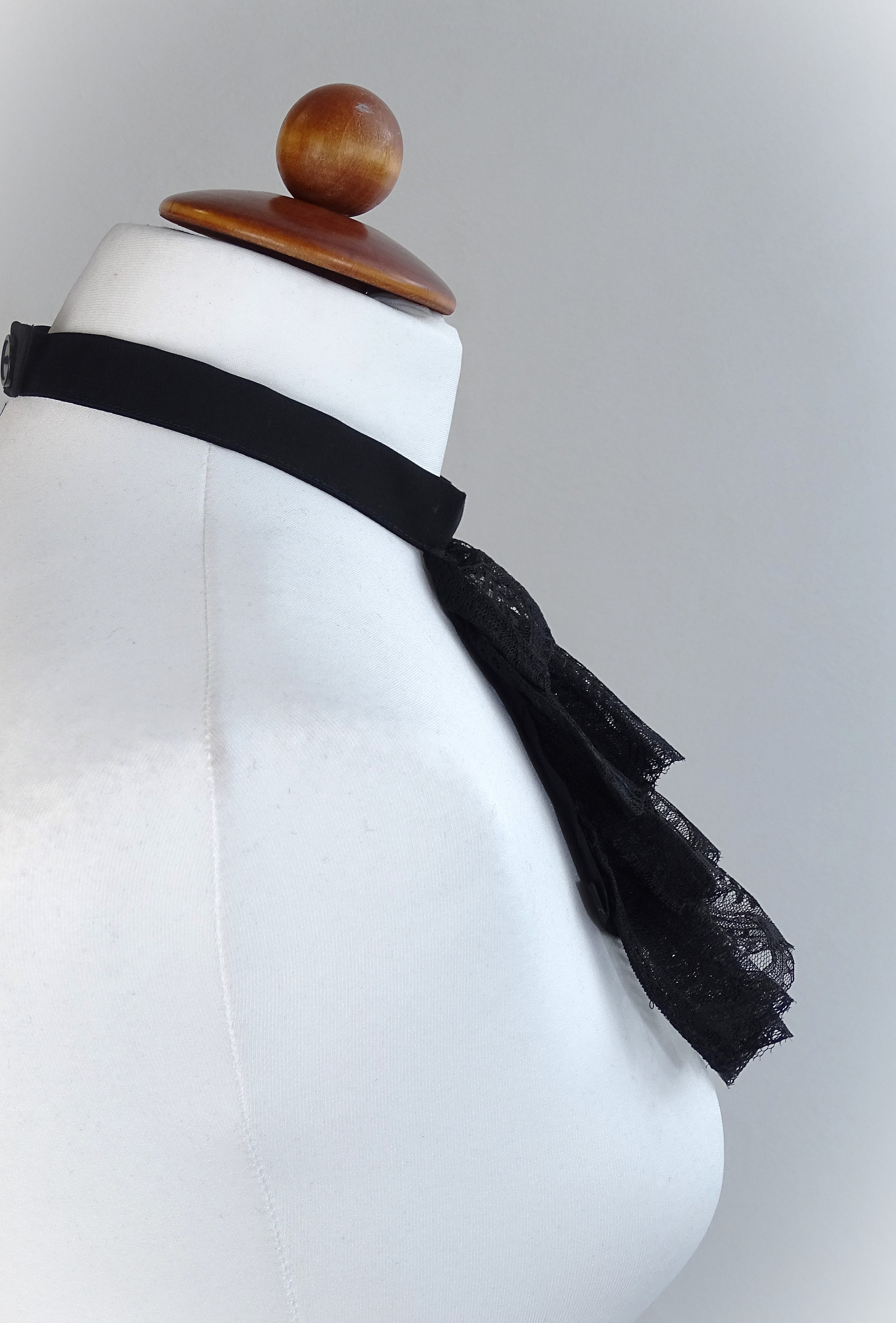 Black Lace Jabot With 4 Layers of Lace Victorian Gothic Steampunk Jabot ...