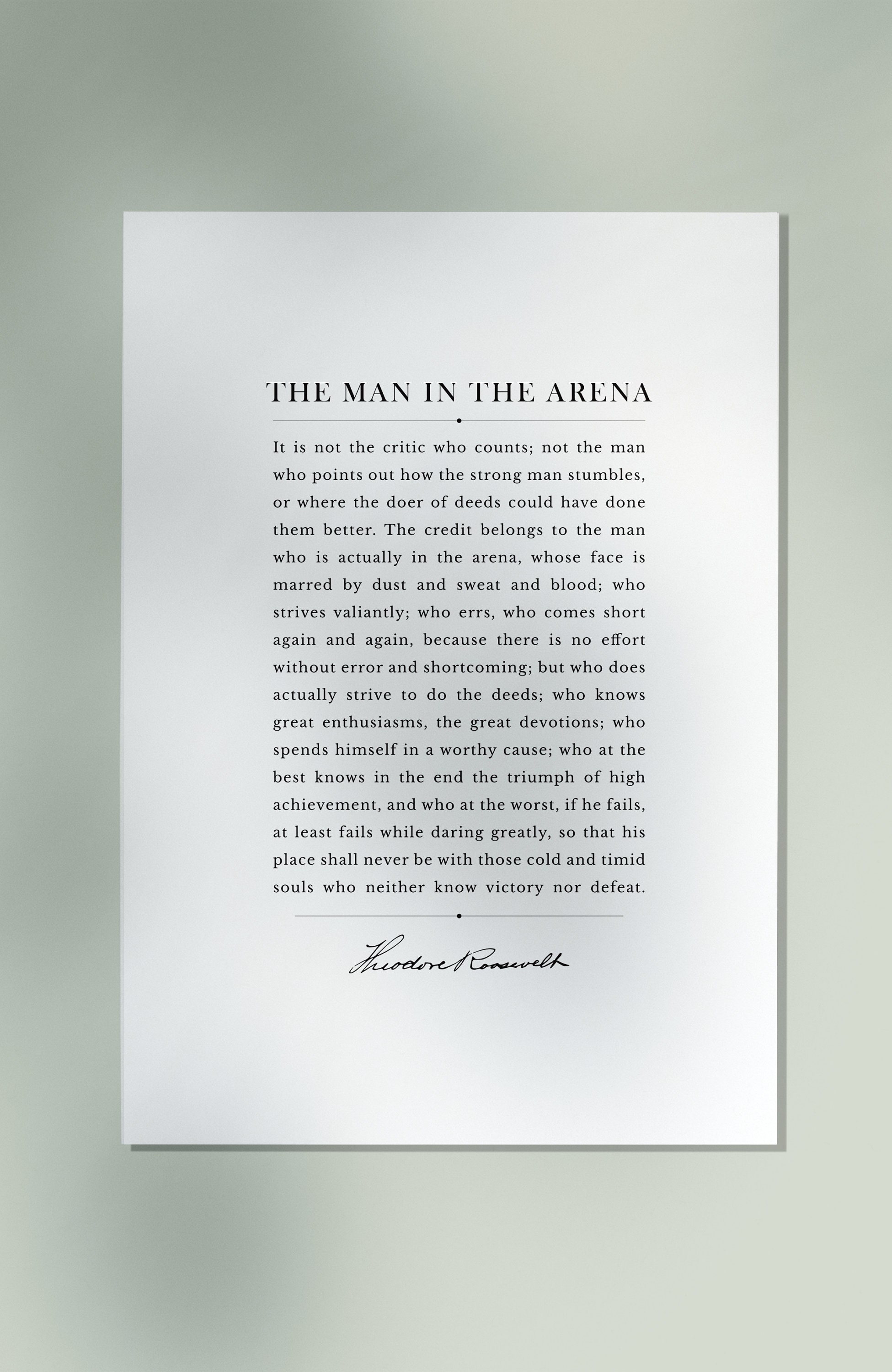 Man in the Arena Speech Digital Poster Gold & Black / Graphic Design ...