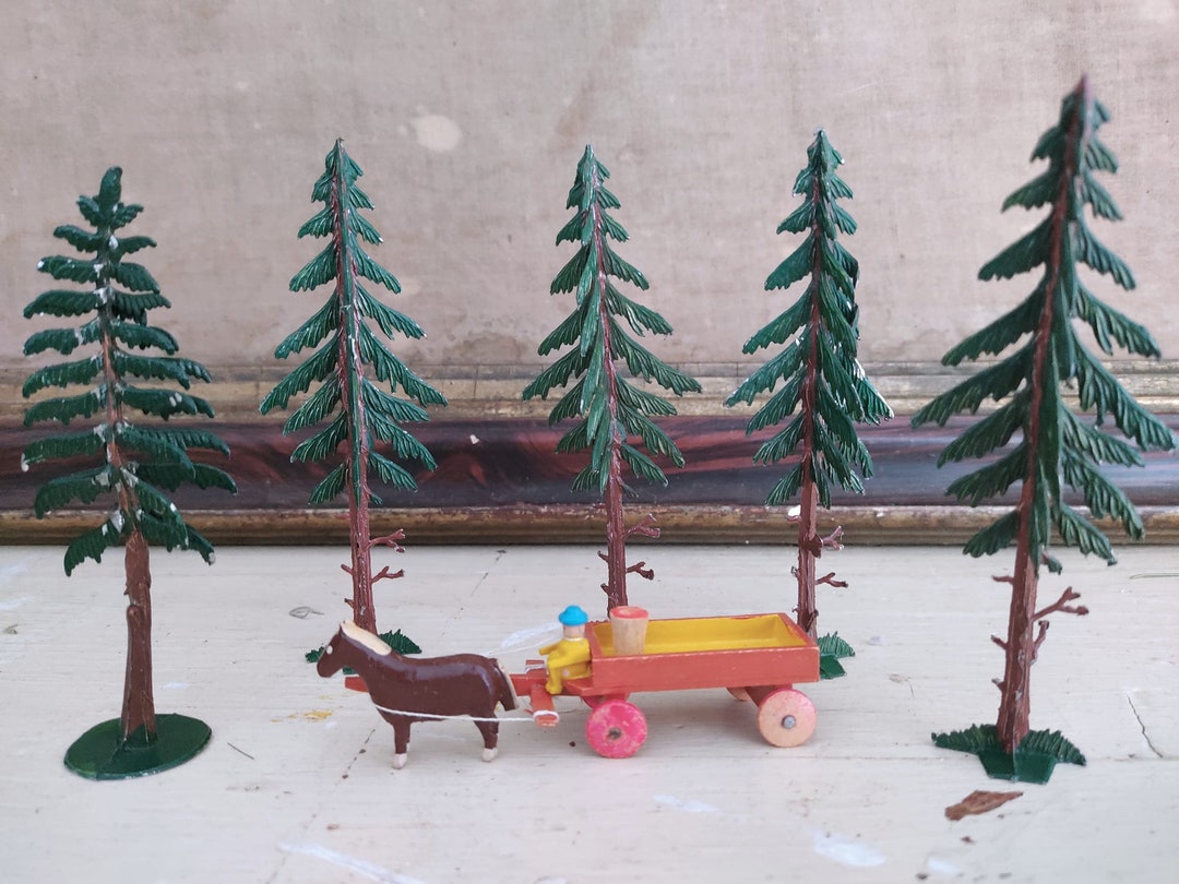 Vintage Toy Trees Made of Tin, Set of 5, Probably Old Railway ...