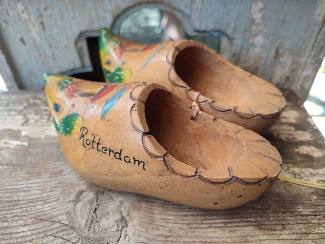 Small Vintage Holland Wooden Shoes Clogs Klompen Carved Painted ...