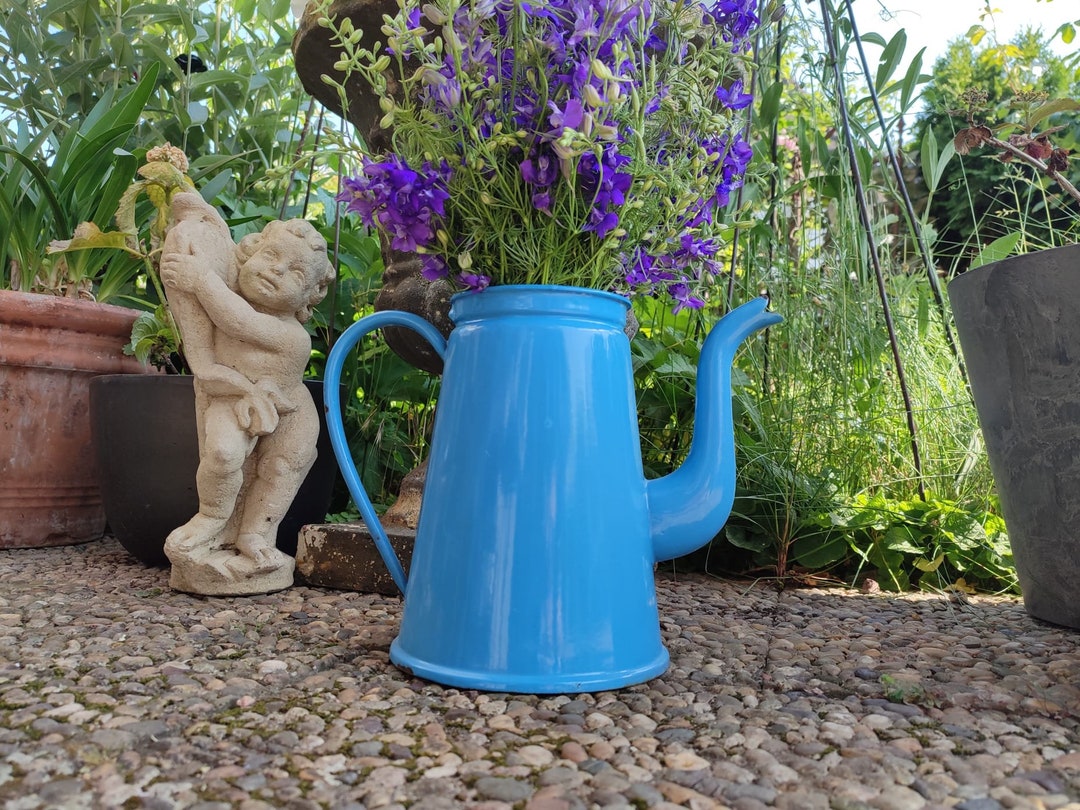 Beautiful Large Vintage Enamel Pot Blue Enamel Coffee Pot Without Lid ...