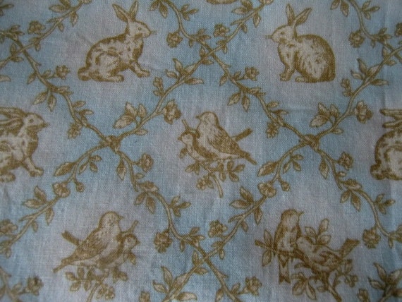 Vintage Stoff Fabric Ostern Hasen V'gel Ninth and | Etsy