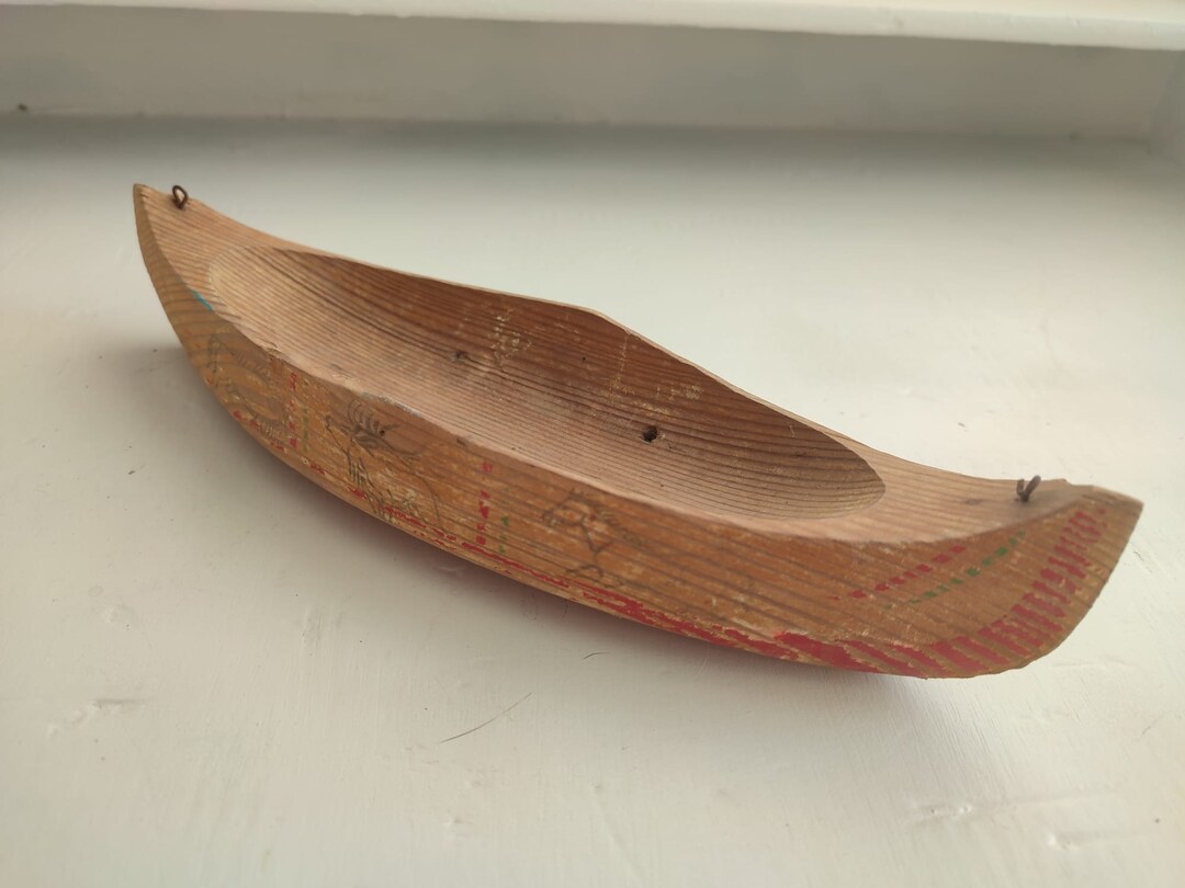 Small Vintage Canoe Children's Toy Boat Wooden Boat Indian Boat Wooden ...