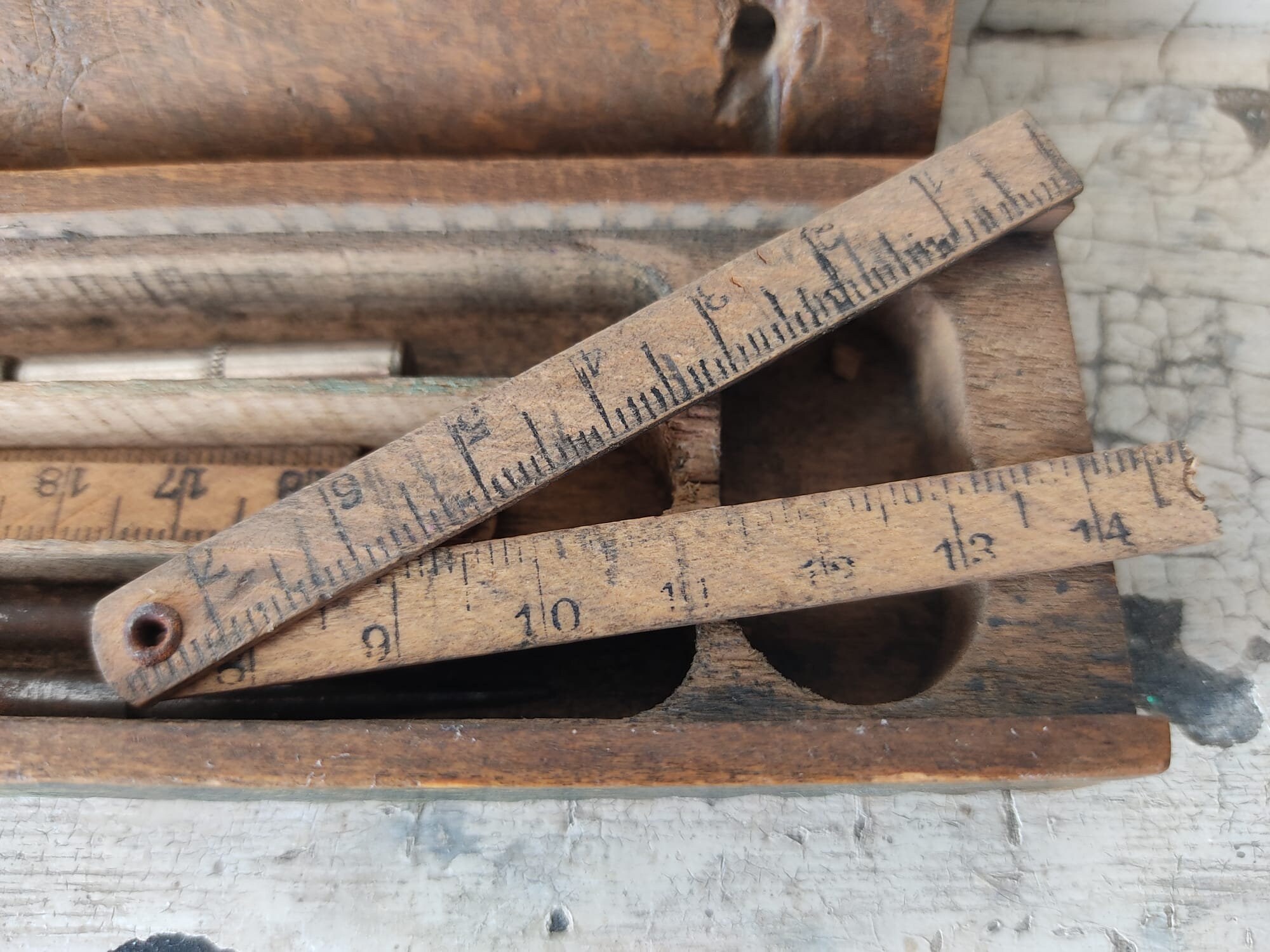 Antique Wooden Pencil Box With Slipcase, Vintage Rustic, French Shabby ...