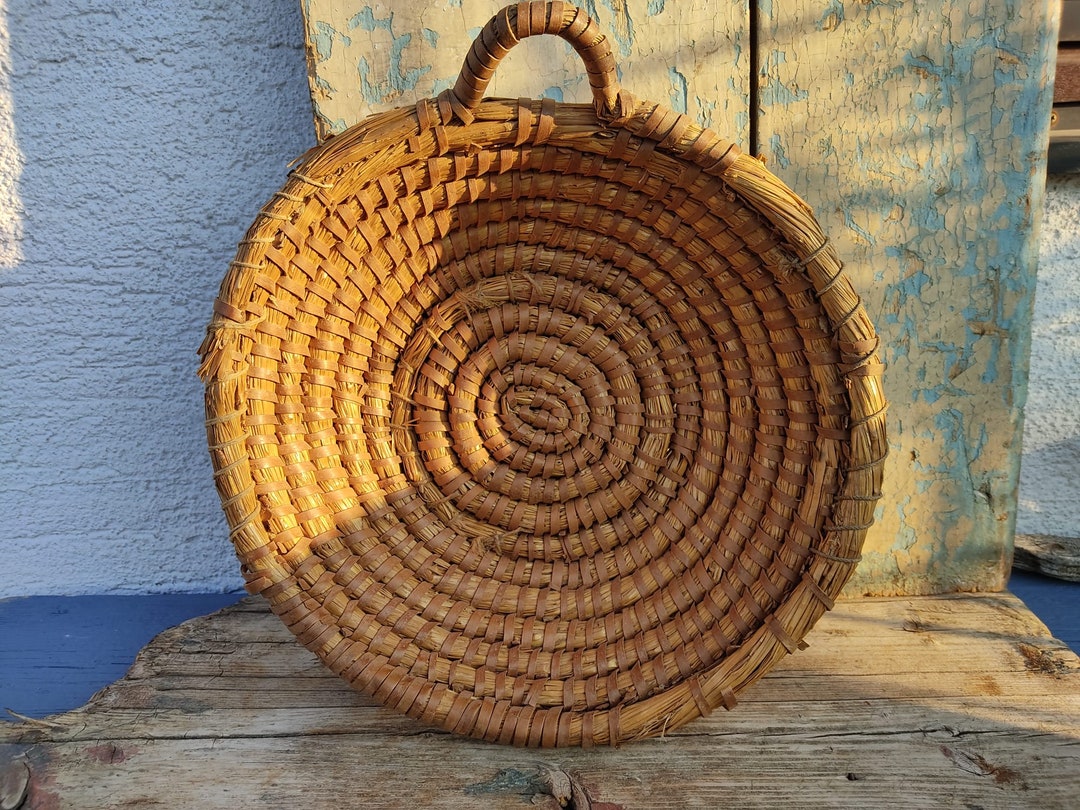 Antique Vintage Bread Basket With Handle 36.5 Cm Fermentation Basket ...