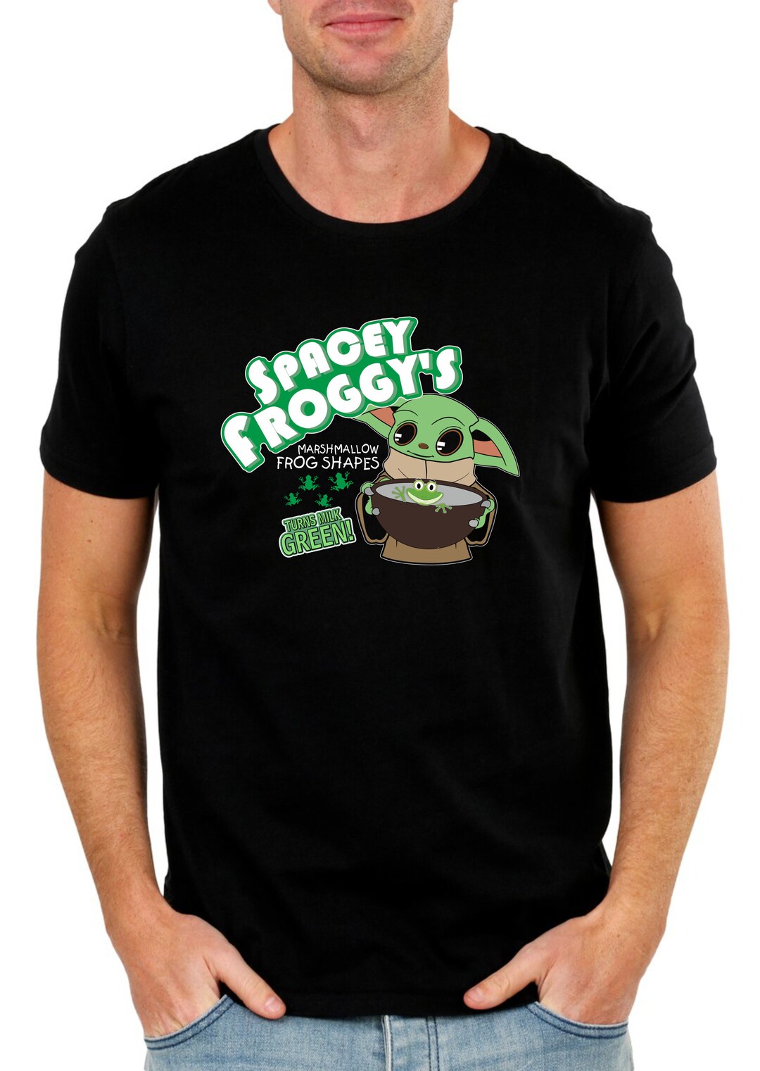 Grogu From the Mandalorian Inspired Design, Featuring a Cereal Box Logo ...