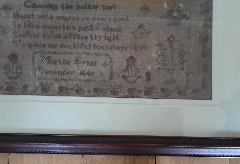 1845 Sampler Choosing the Better Part Martha Evans - Etsy UK