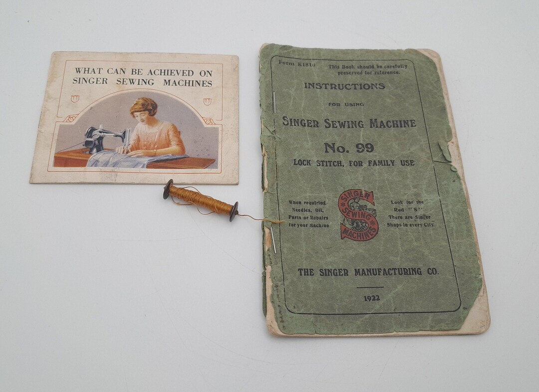 1922 Singer Sewing Machine Manual, Plus Colour Leaflet and Original ...