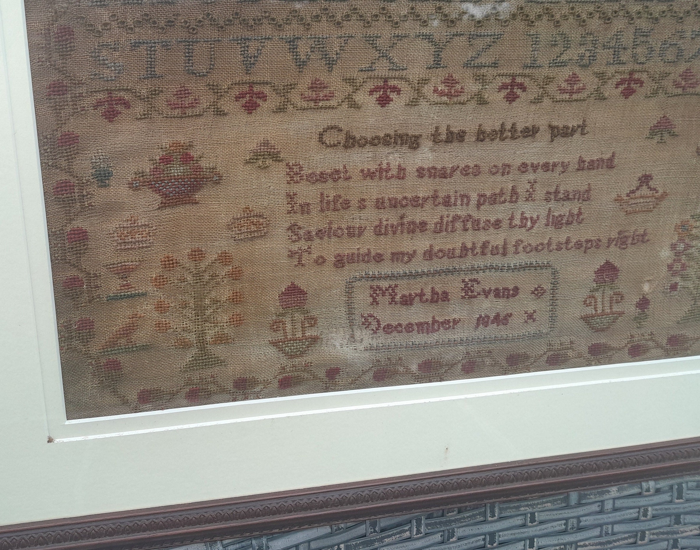 1845 Sampler Choosing the Better Part Martha Evans - Etsy UK