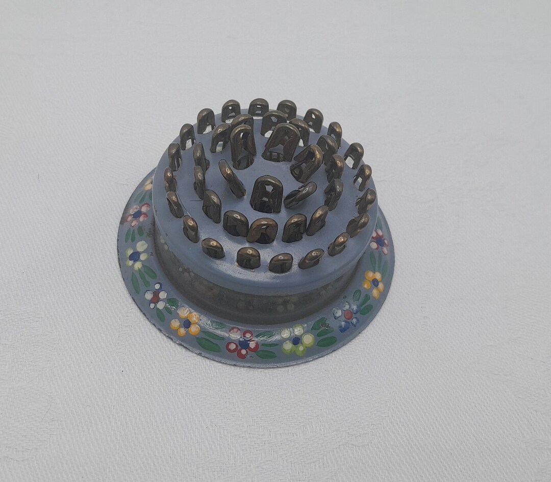 Unusual Toleware Safety Pin Holder, Floral Decoration - Etsy