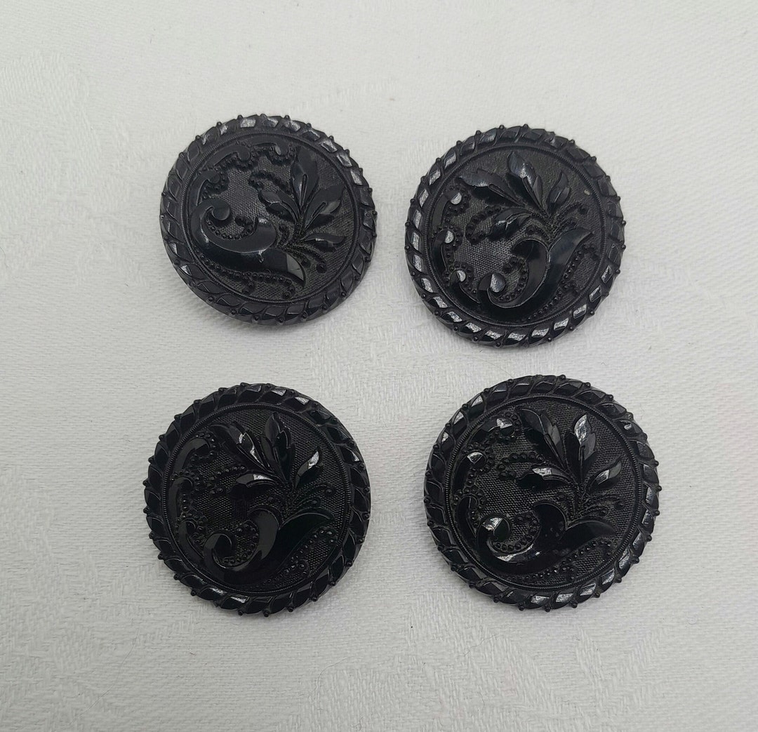 Four Victorian Black Glass Buttons, Probably for Mourning Wear - Etsy