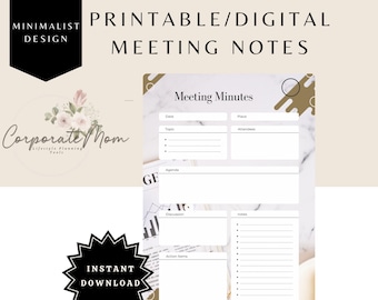 Digital Meeting Notes Template | PDF | Printable | Goodnotes and ...