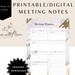 Digital Meeting Notes Template PDF Printable Goodnotes and Notability ...