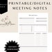 Digital Meeting Notes Template | PDF | Printable | Goodnotes and ...