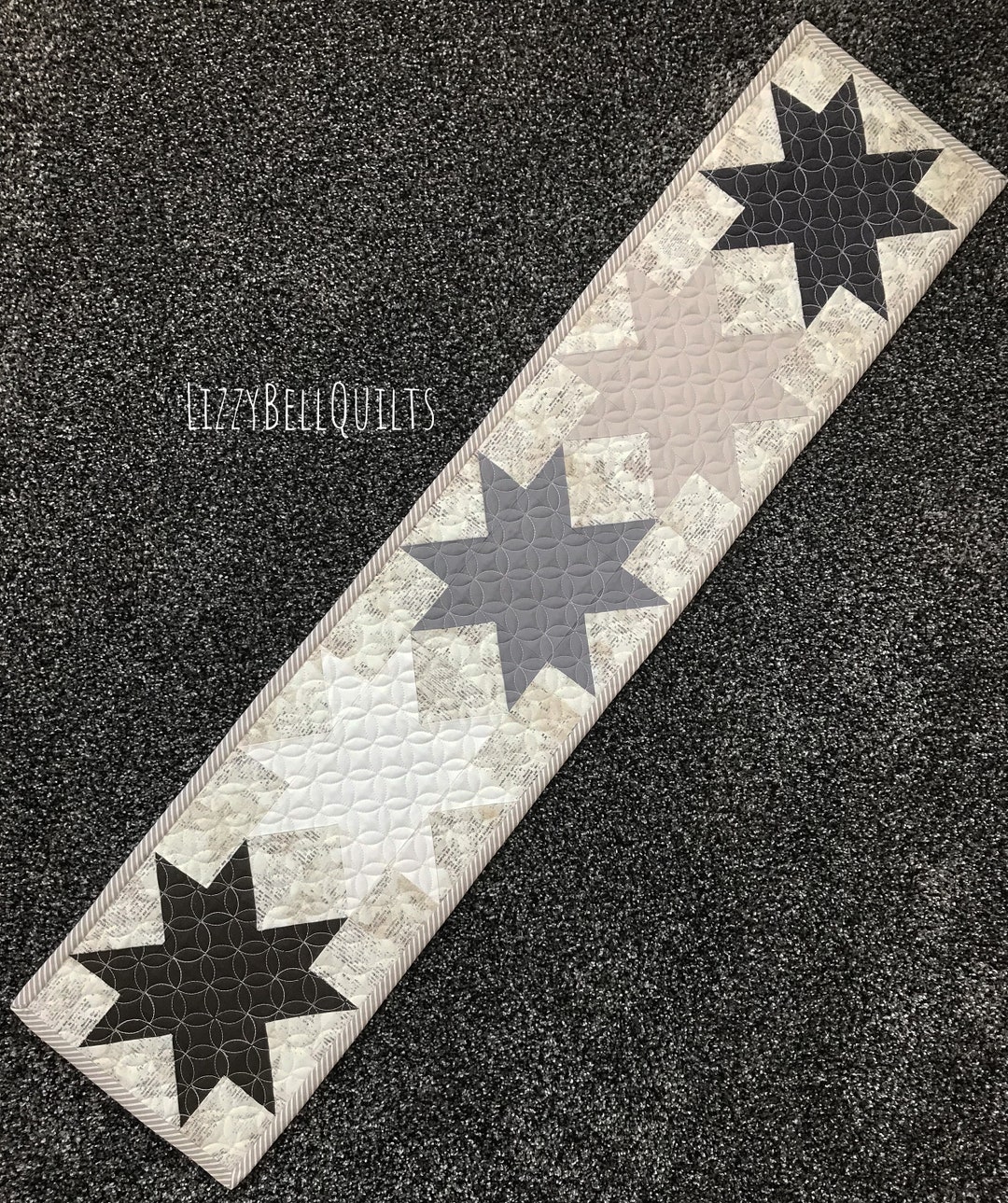 New Star Table Runner, Neutral Fabrics in Dark Gray, Med Gray, Dark ...