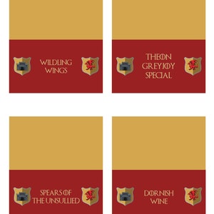 Game of Thrones Printable Food Tents, Game of Thrones Party Printables ...