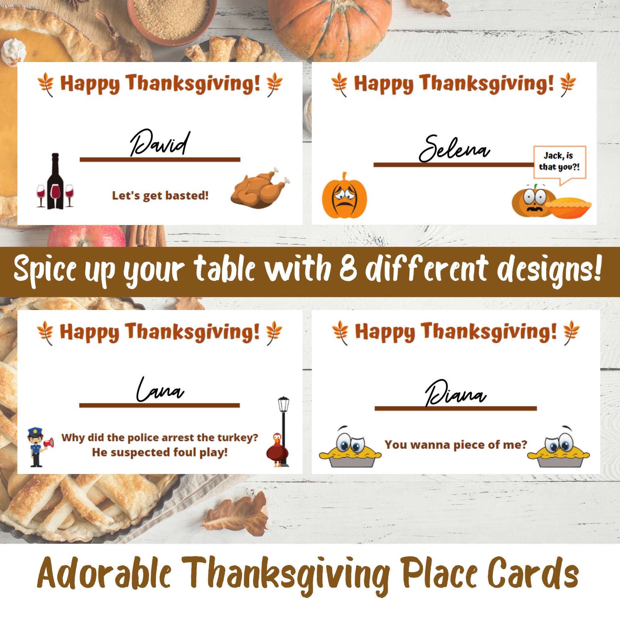 Thanksgiving Place Cards, Thanksgiving Name Cards, Printable ...