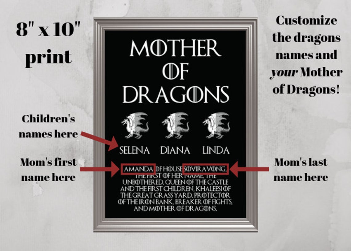 Mother of Dragons, Mother's Birthday Gift Ideas, Personalized Valentine ...