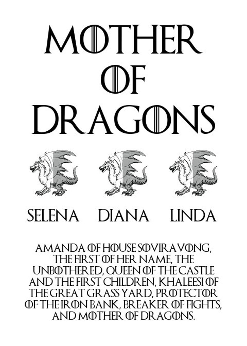 Mother of Dragons, Mother's Birthday Gift Ideas, Personalized Valentine ...