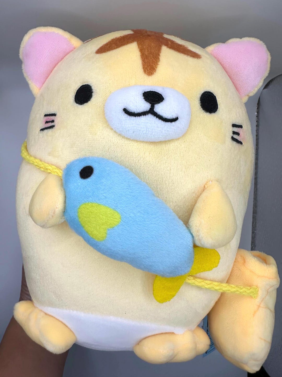 Adorable Orange Fishing Cat Plush, Cat Lovers Plushy, Cat Fishing ...