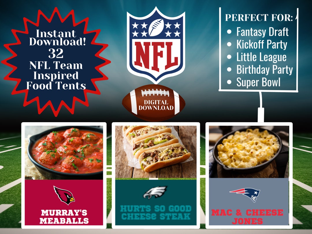 NFL Food Tents, Football Printable, Fantasy Football Party, Football ...