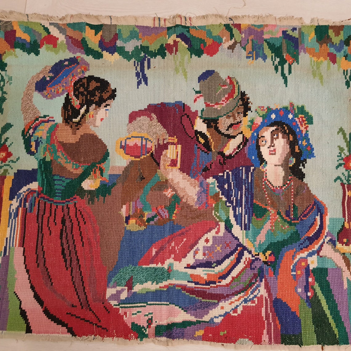 OLD Vintage textile embroidery picture 60s Ukrainian | Etsy
