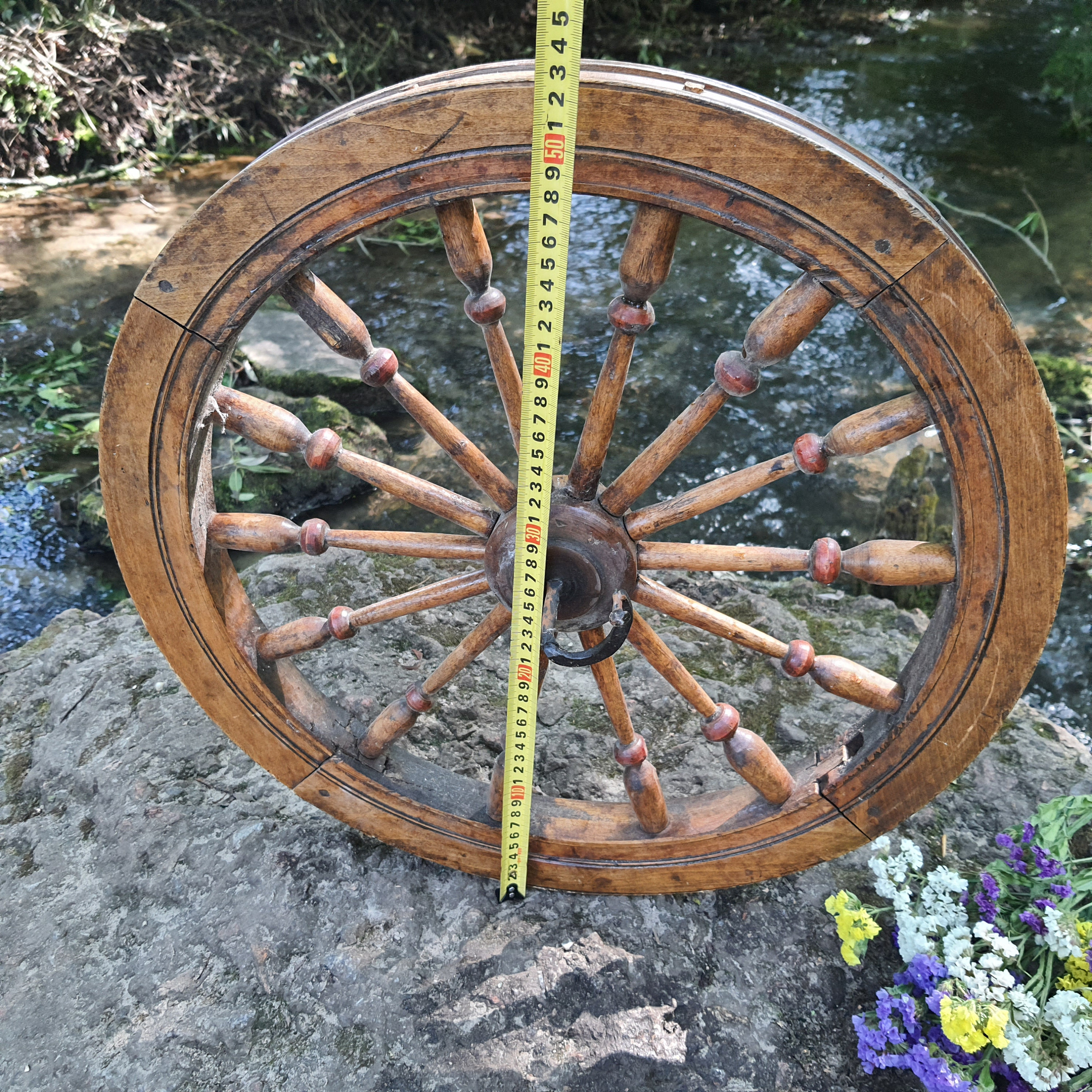 Large wood wheel Antique wheel Spinning wheel Vintage | Etsy