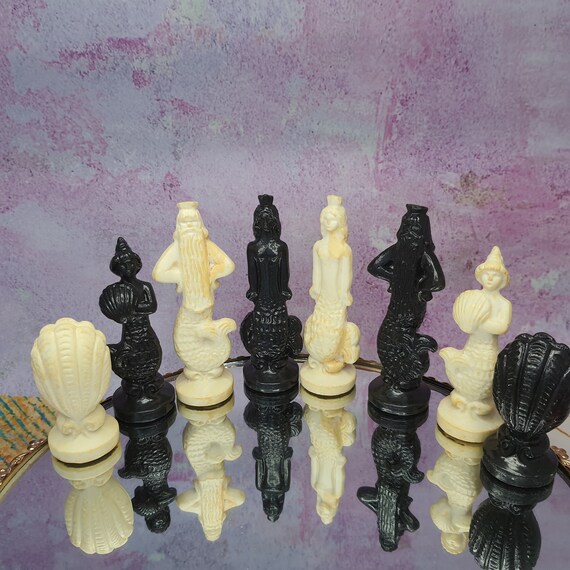 Sea kingdom sea theme vintage chess set soviet chess set | Etsy