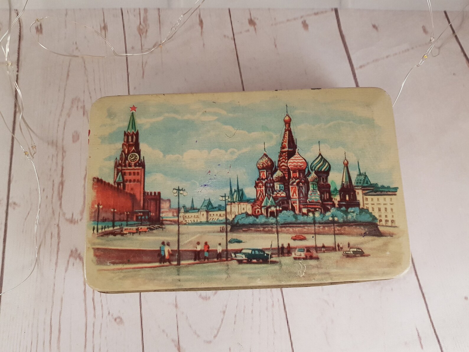 Vintage soviet metal box with picture of Moscows Kremlin | Etsy