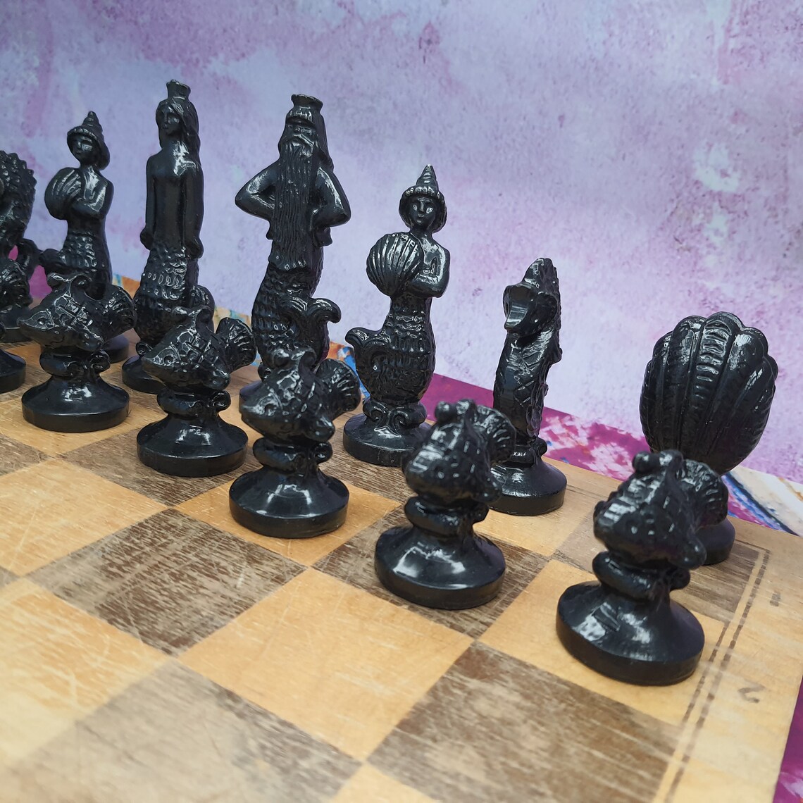 Sea kingdom sea theme vintage chess set soviet chess set | Etsy