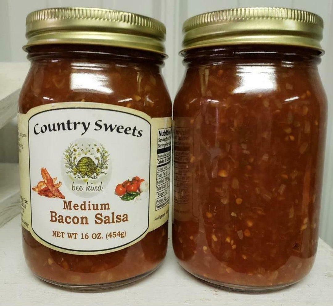 Country Sweets All Natural Homemade Medium Bacon Salsa 16 Oz Jar - Etsy