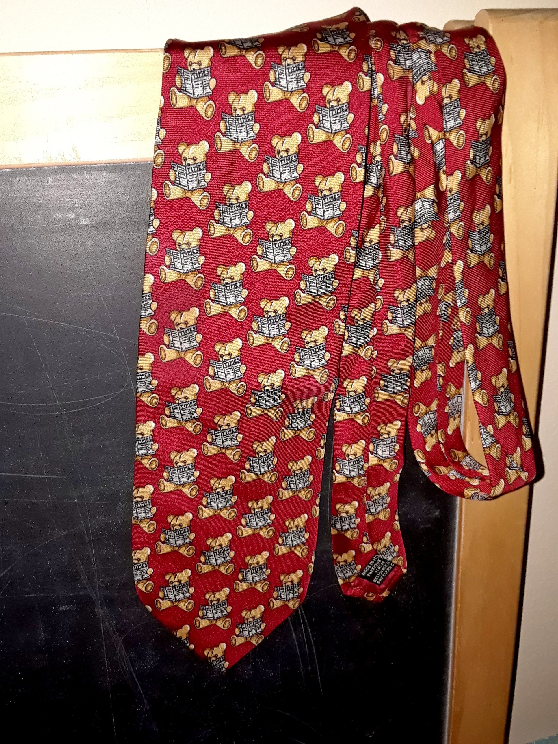 Teddy Bear Tie Beaufort Tie Rack Necktie Italy Red Silk Tie Etsy
