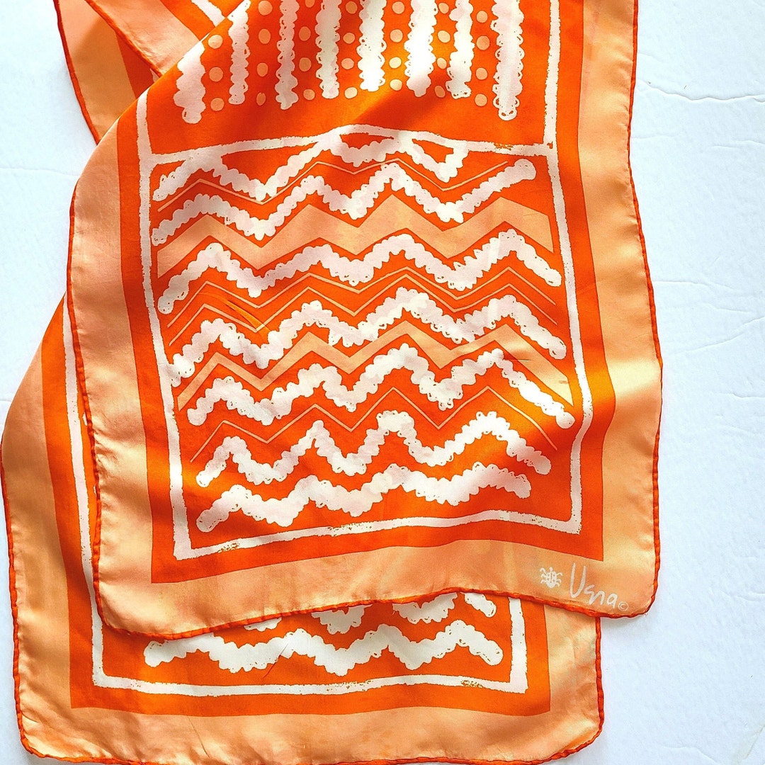 Orange Scarf 60s VERA Designer Geometric Print Collectible Accessories ...