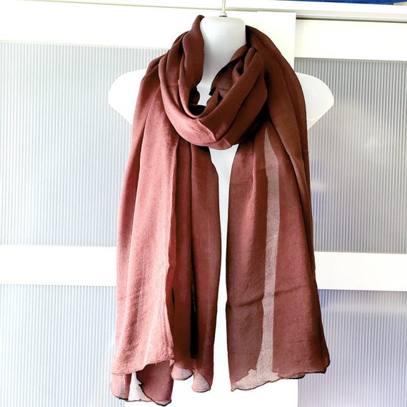 BROWN Silk Scarf Shawl Wrap Dark Brown Scarf for Wome… - Gem