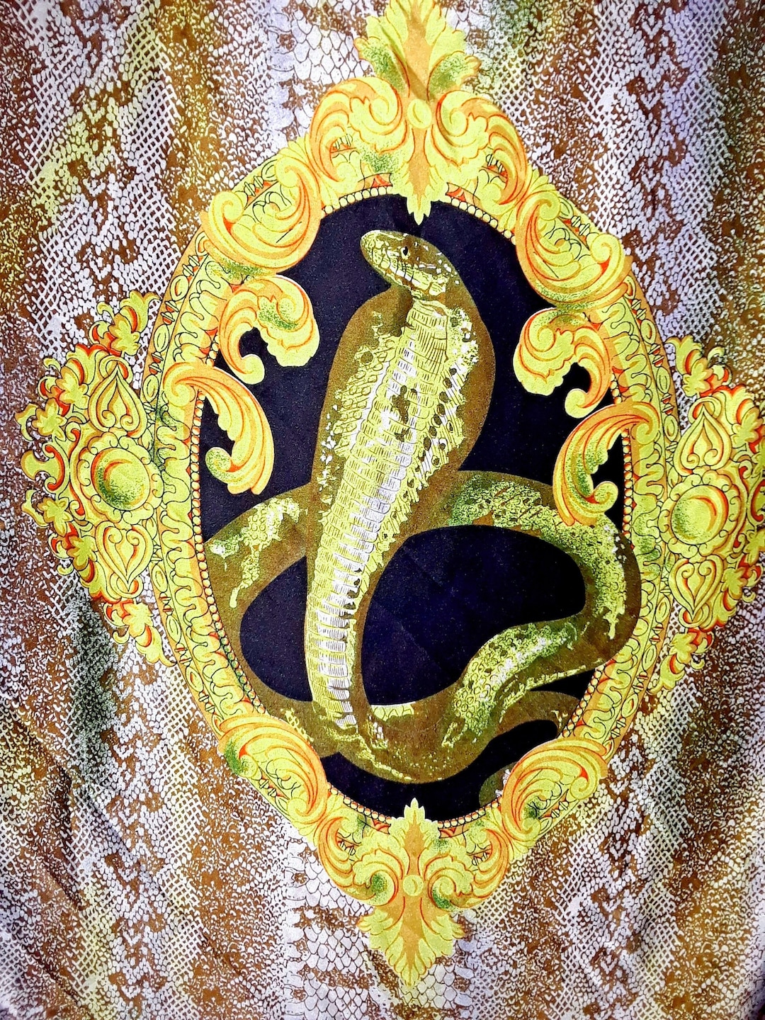Snake Scarf Animal Print Rare Silk Scarf ANCIENT DRAGON Large Square ...