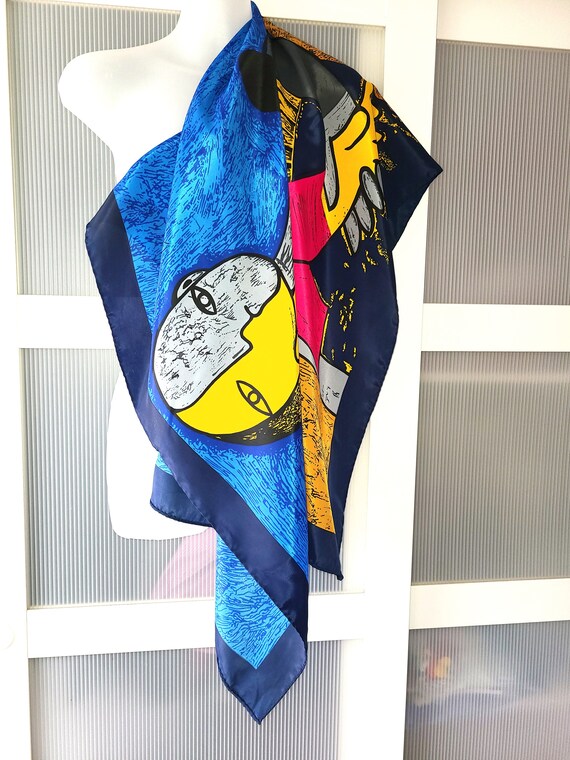 SILK PICASSO SCARF Large Square Art Scarf France Roya… - Gem