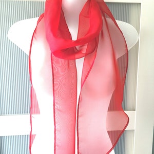 RED SCARF Burgundy Organza Scarf Skinny Scarf Pointed Ends Neck Wrap ...