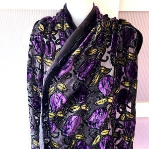 Retro 20s and 30s ART DECO Style Purple Silver Green Silk Chiffon SCARF ...