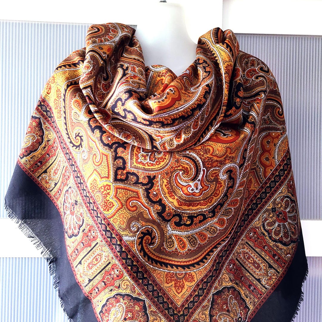 BROWN SCARF PAISLEY Design Extra Large Scarf by J. Mico Sancho Paris ...