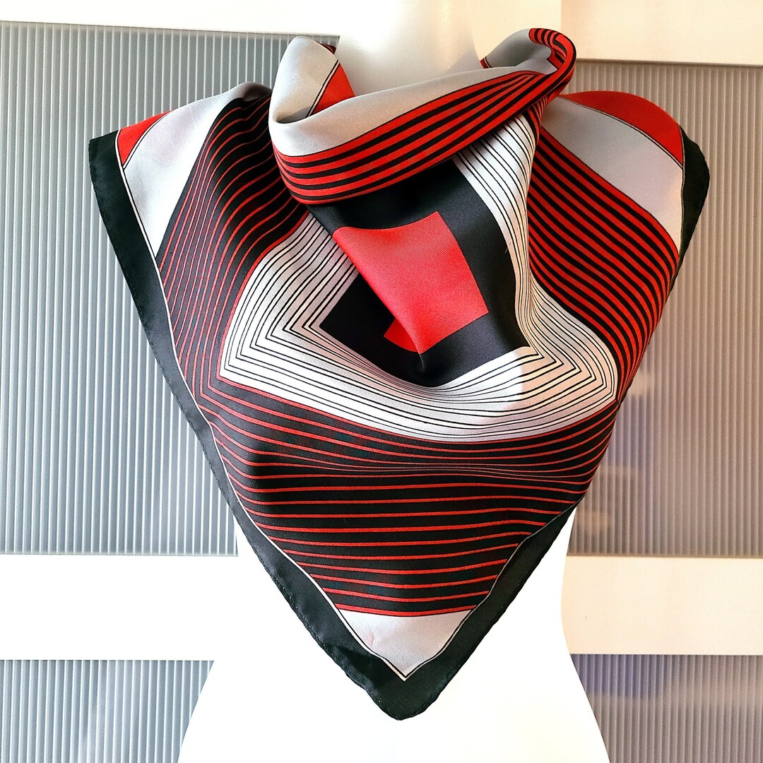 Brown Geometric Scarf Designer VINCENT SCARF Italy Red Orange Grey ...