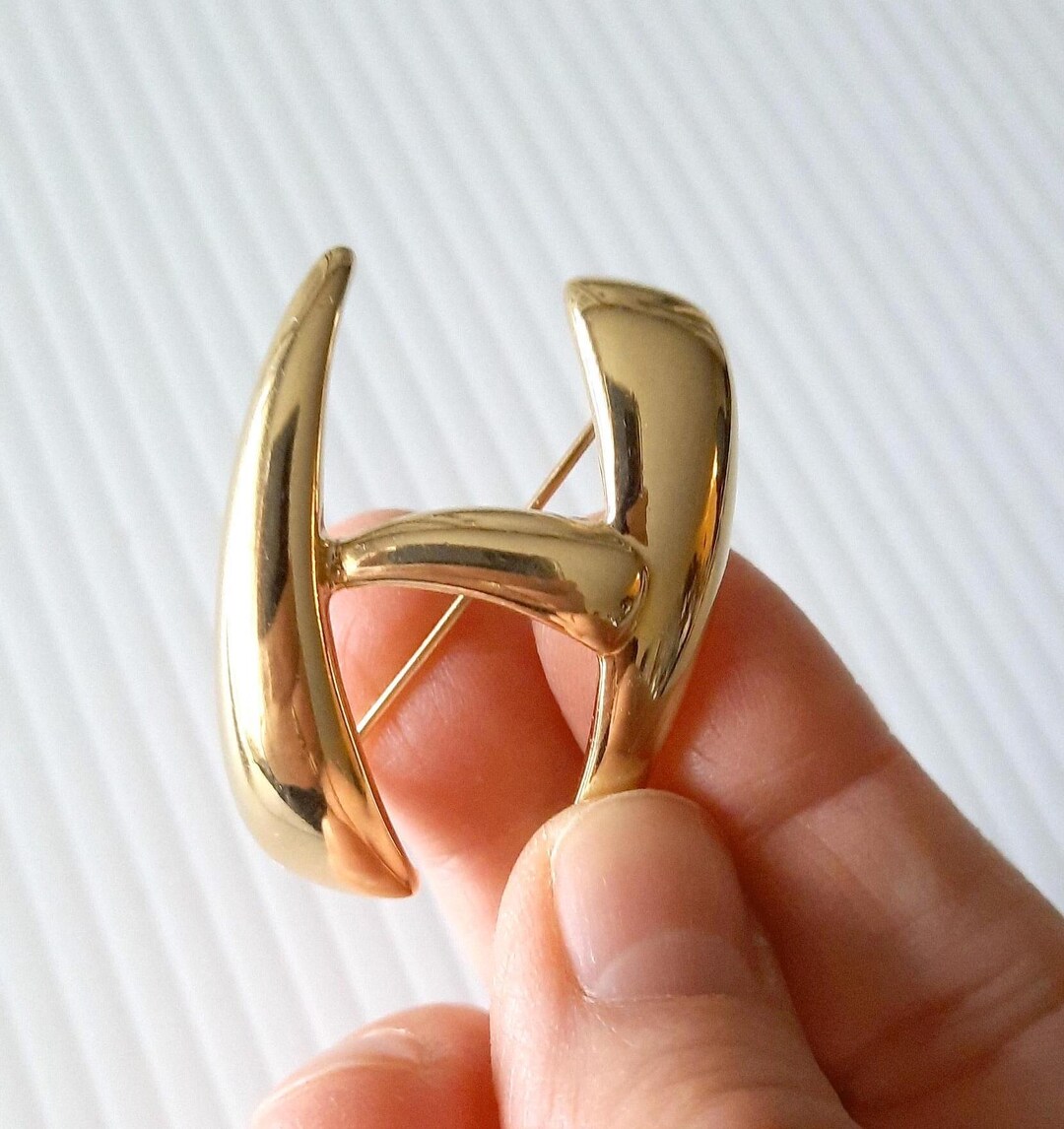 Monet Vintage Gold Tone Initial H Brooch - Designer Costume Jewelry - Etsy