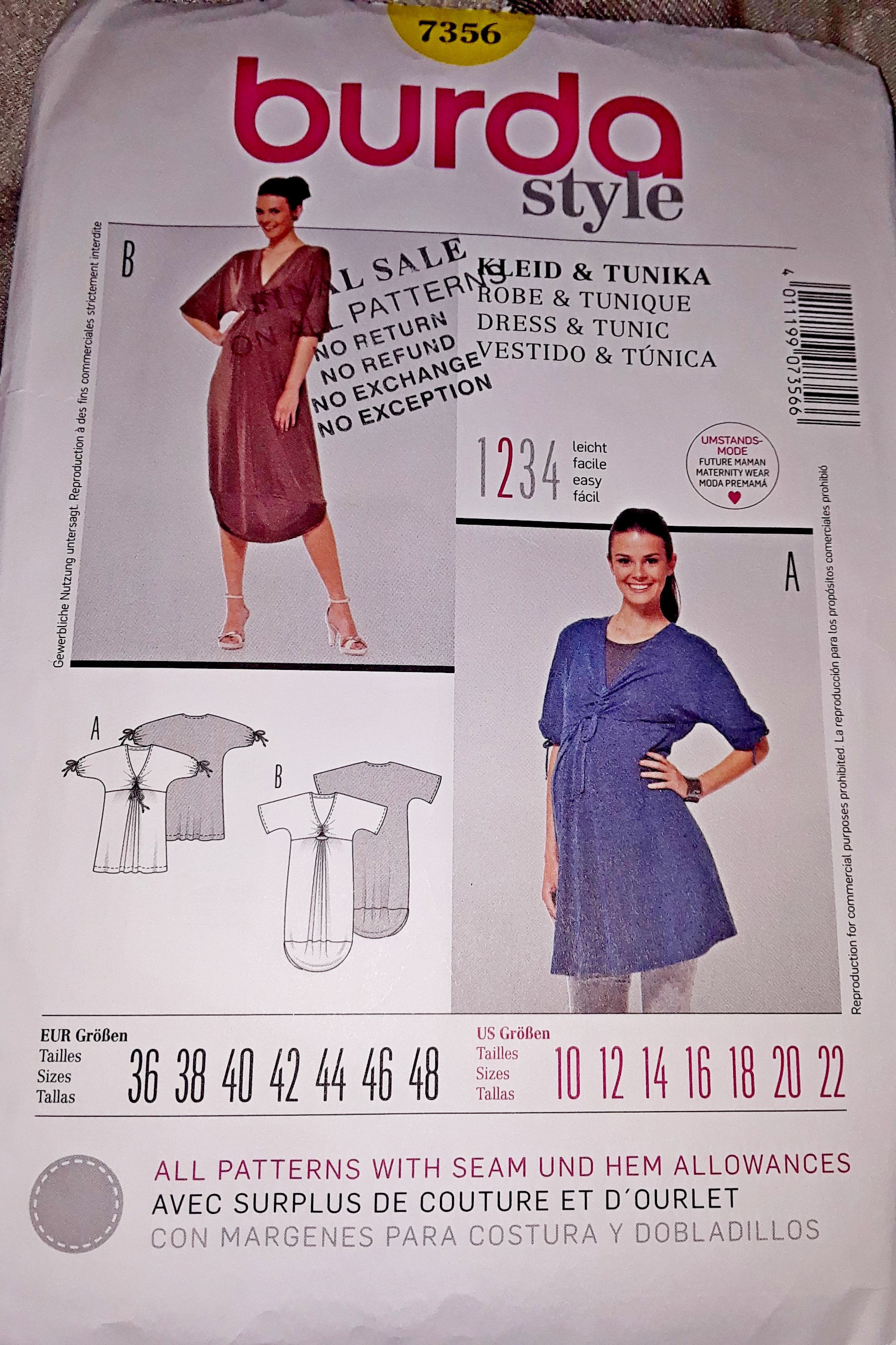 BURDA STYLE ROBE/Tunika/Dress/Tunic/Model 7356/Stylish Sewing | Etsy