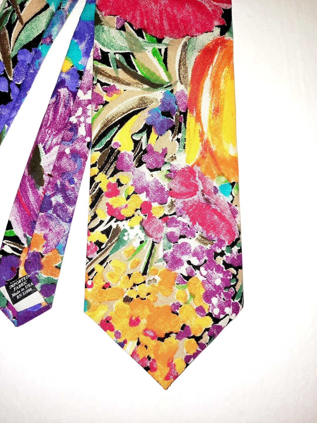 Floral Necktie: USA Designer Art Tie, Bold Flower Pattern - Etsy
