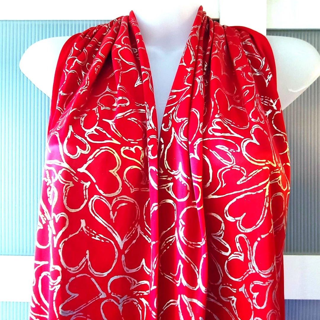 Red Scarf Gold Hearts Decor Sash Headband Belt Fancy Ladies Fashion ...