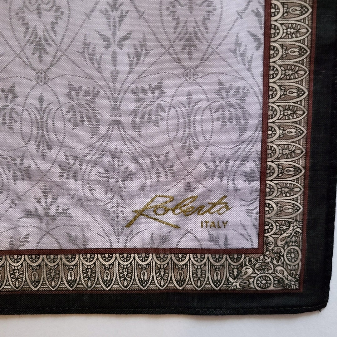 ROBERTO ITALY HANDKERCHIEF Square Puff Purple Grey Gray Black Brown ...