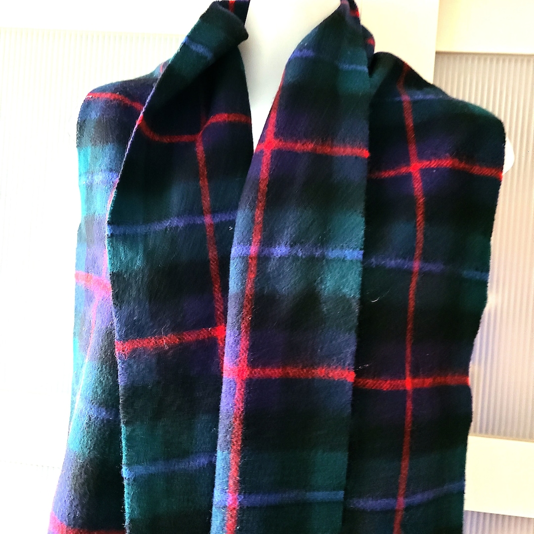 JAMES PRINGLE WEAVERS Wool Designer Scarf Men Women Blue Green Red ...