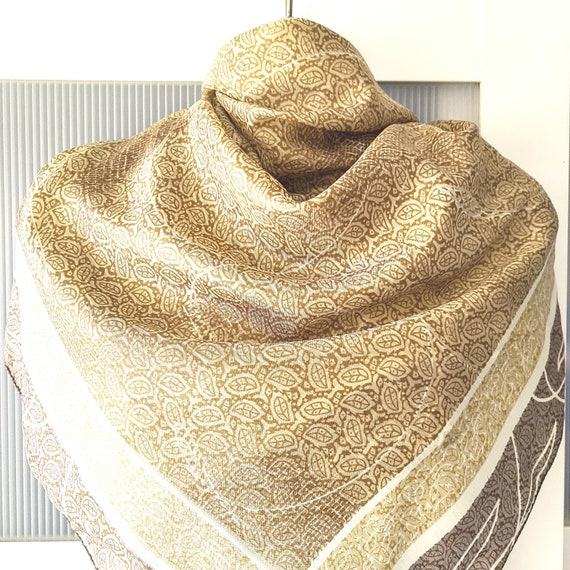 EXTRA LARGE SCARF Brown Beige Neck Wrap Head Cover Ha… - Gem