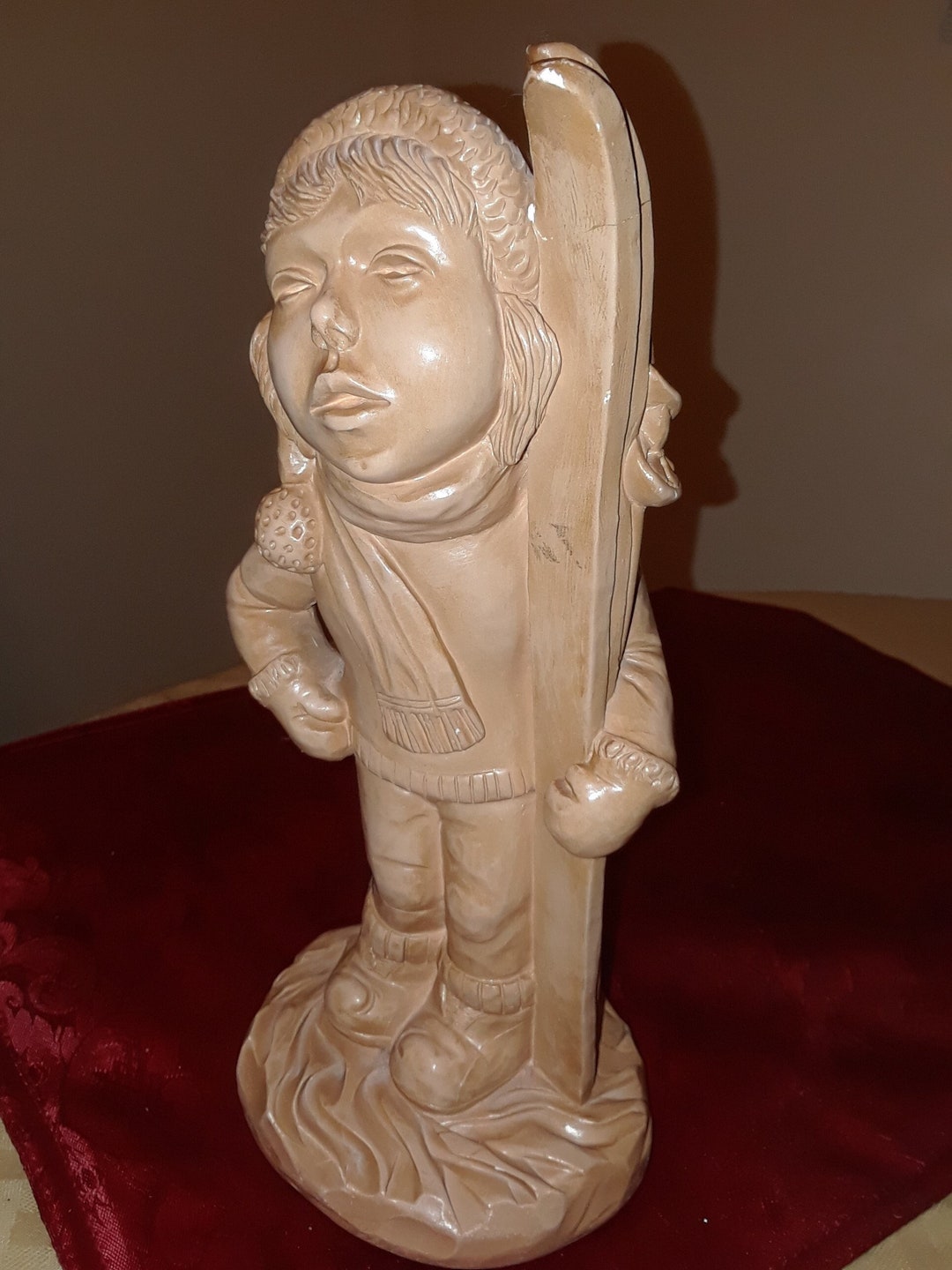 Skiing Girl Figurine AARDVARK 1972 Canada Art Sculpture Alaska Stone ...